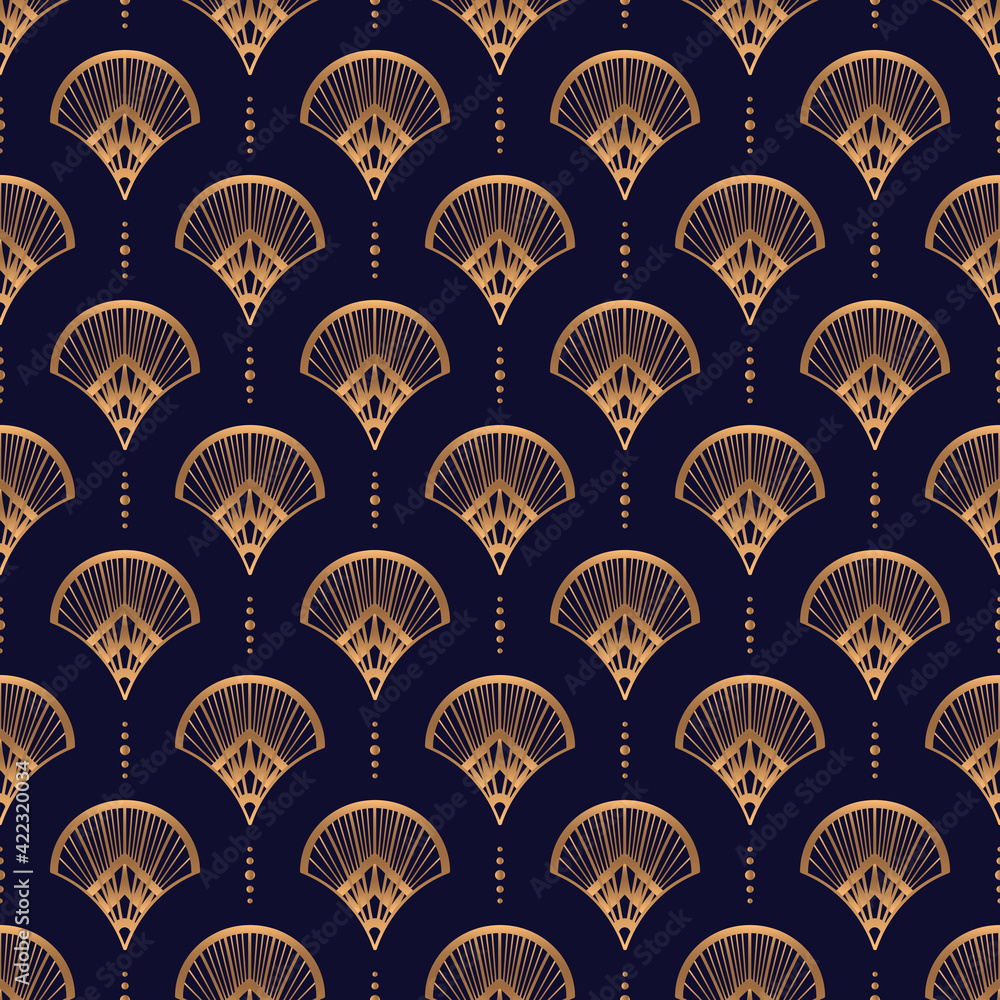 Art deco luxury pattern seamless. Vintage 1920s motif gold black ...