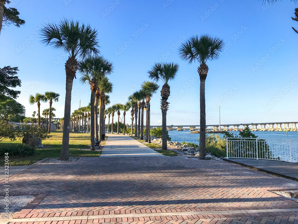 Fort Pierce, St. Lucie County, Florida, Waterfront walkway lined with ...