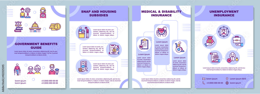 Government benefits guide brochure template. Snap, housing subsidies ...