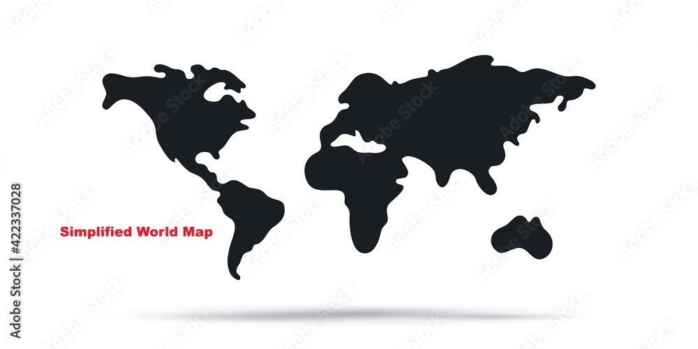 Simplified world map vector illustration Stock Vector | Adobe Stock