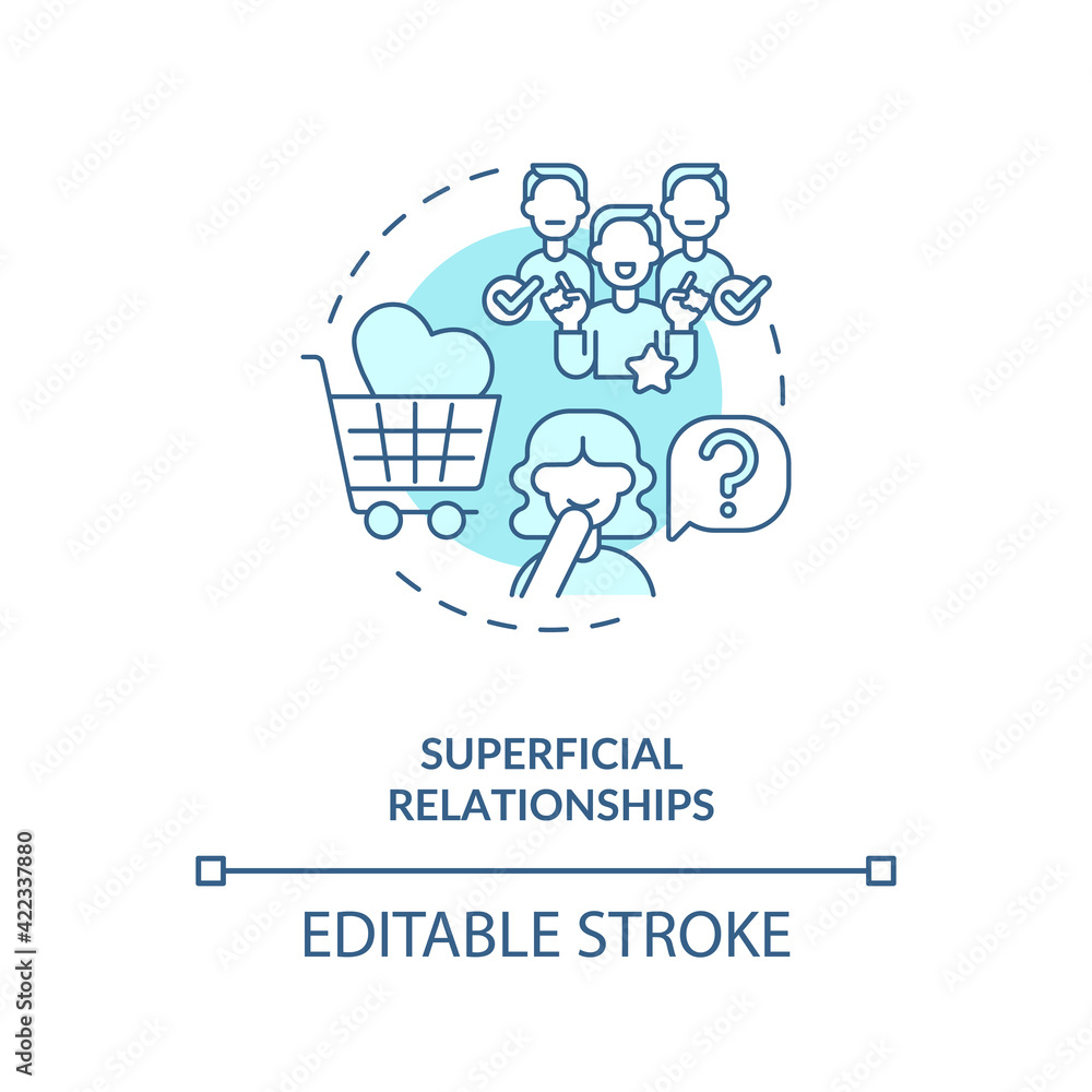 Superficial relationship concept icon. Play with people feelings and ...