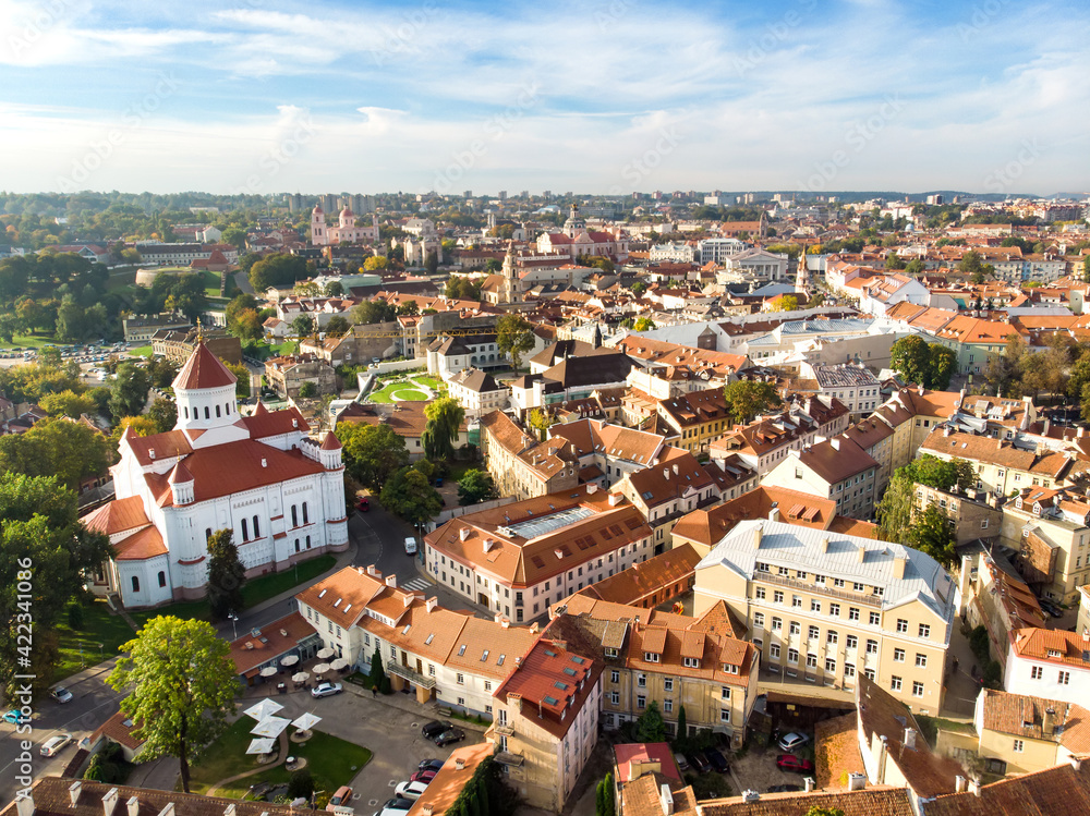 Aerial view of Vilnius Old Town, one of the largest surviving medieval ...