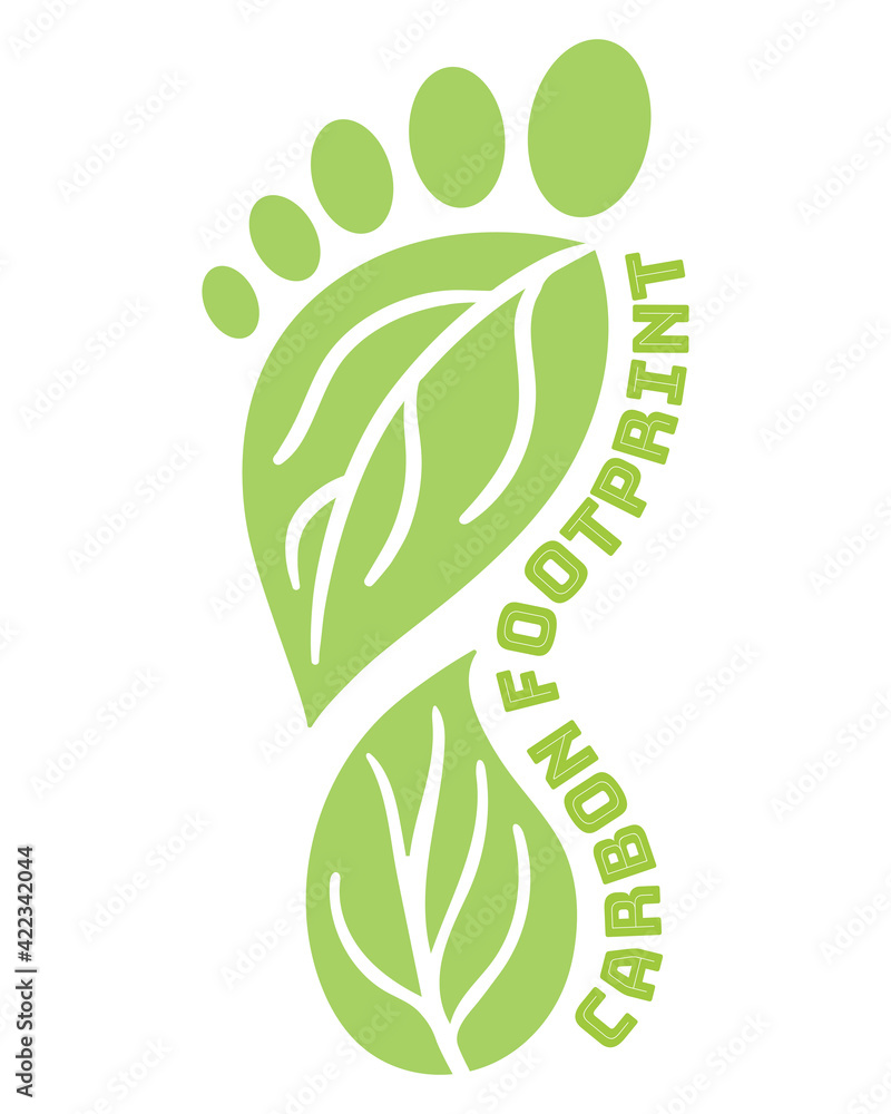 Carbon Footprint icon from foot shape. CO2 ecological footprint symbols ...