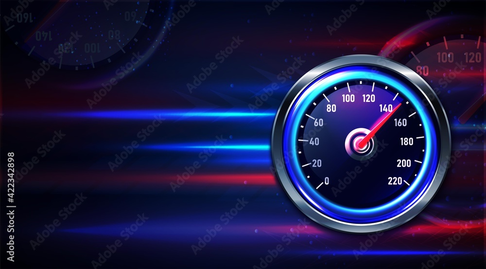 Vector realistic car speedometer background with space for text. Stock ...