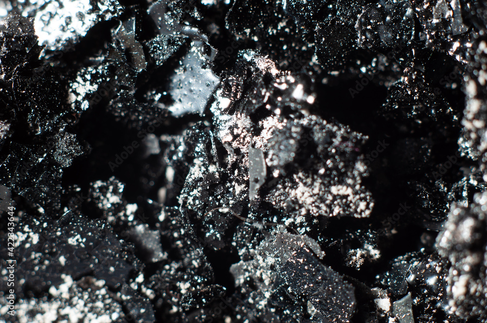 Tar and black tar deposits in the chimney close-up, macro photography ...