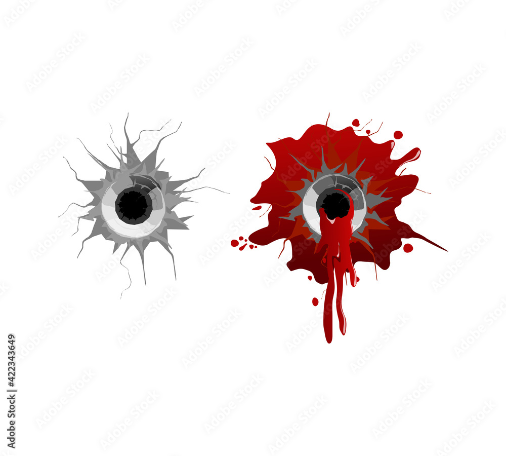 bullet hole with blood splash vector isolated Stock-Vektorgrafik ...