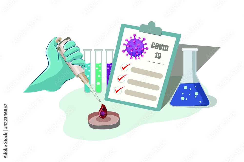 Virus Positive Medical Lab Test Vector Illustration concept. Flat ...