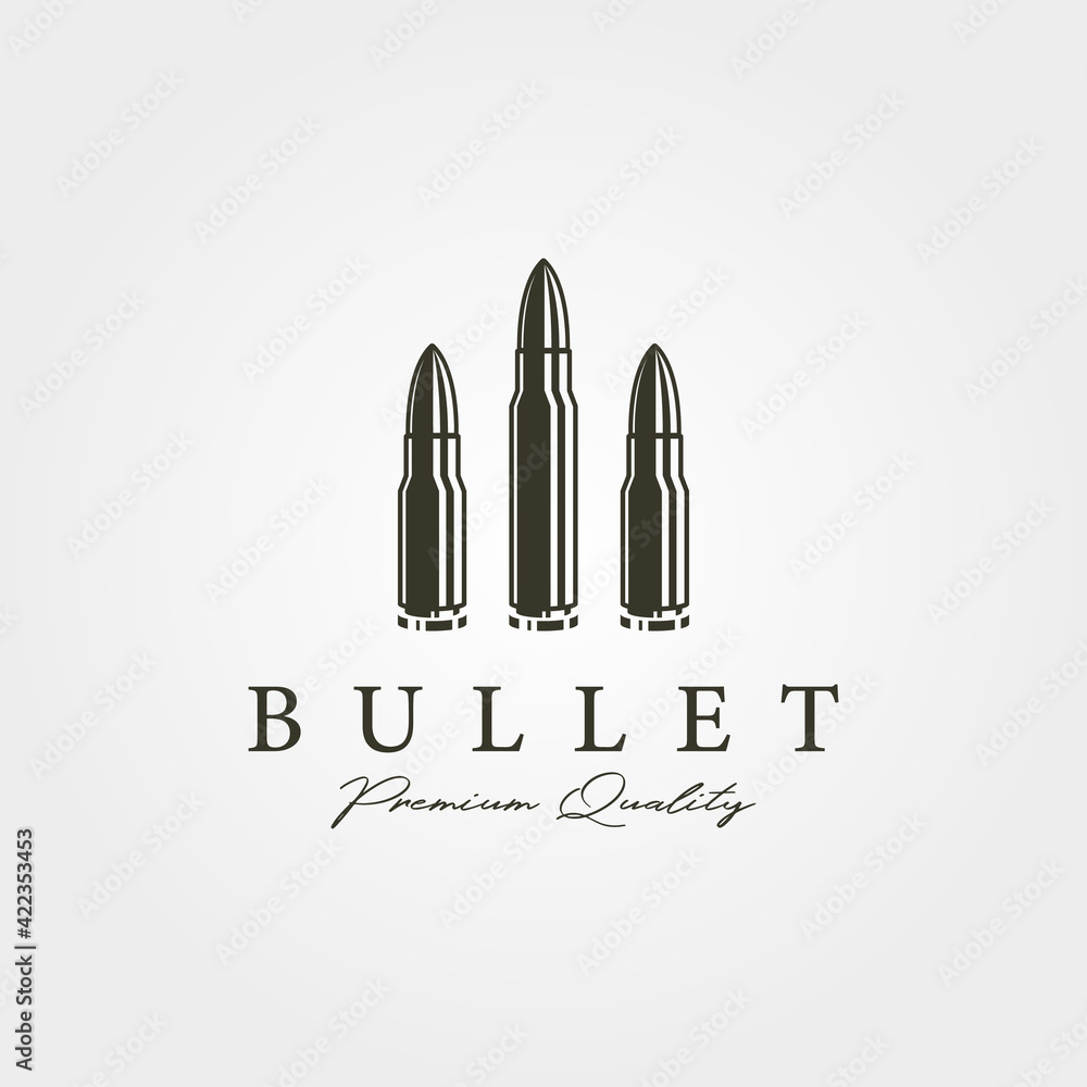 vintage bullets icon logo vector illustration design, cartridge object ...