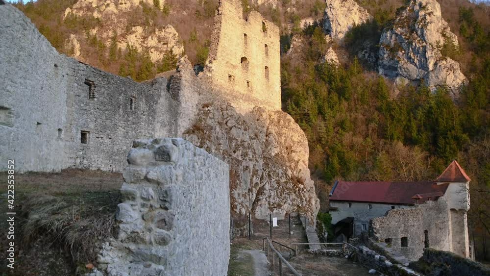 Walking under medieval castle Kamen in Slovenia decayed and collapsed ...