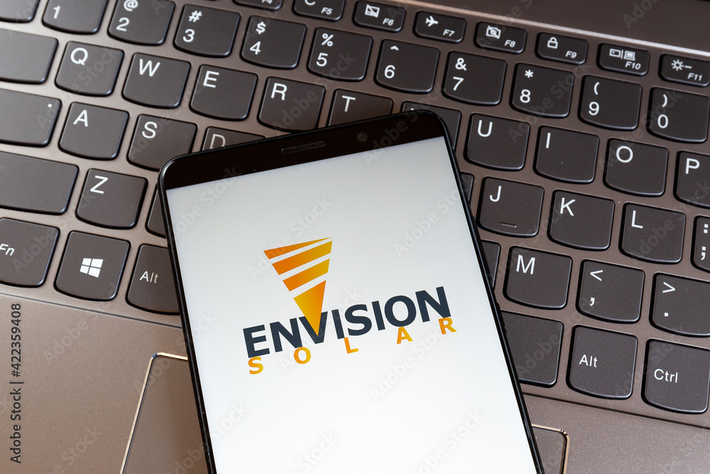 Toronto, On, Canada - March 18, 2021: Envision Solar logo on smartphone ...