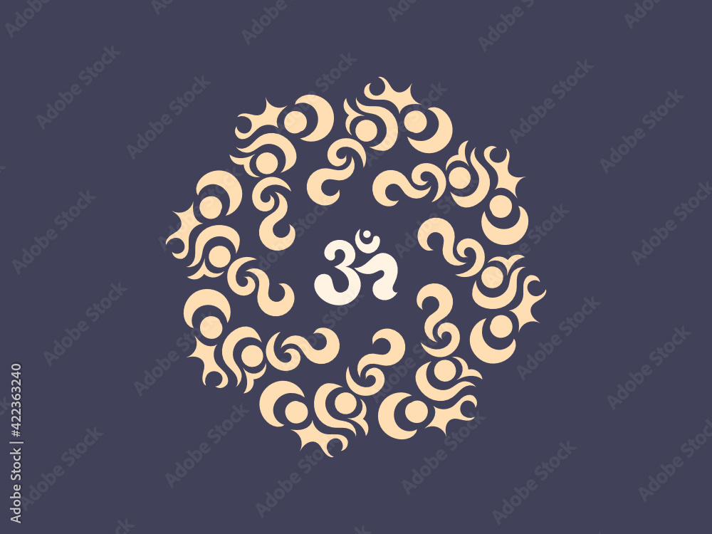Om symbol on a dark background with a pattern. Decorative vector ...