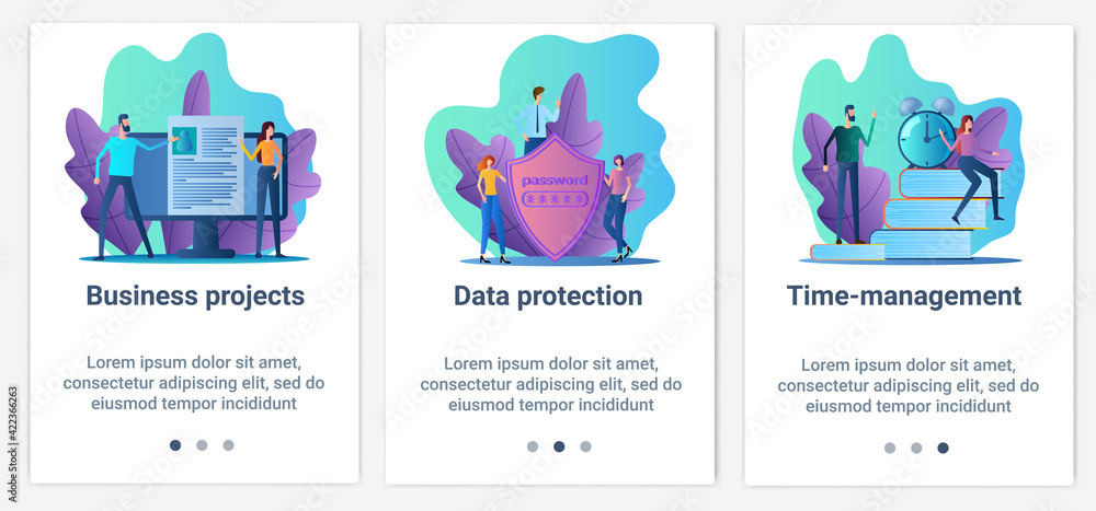 Modern flat illustrations in the form of a slider for web design. A set ...