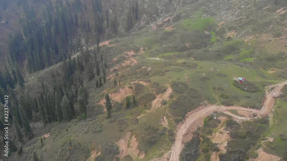 Aerial Misty View Of Gabbin Jabba At Swat Valley In Pakistan. Slow ...