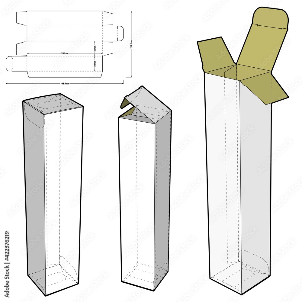 Simple Packaging Folding Box (Internal measurement 5x5x25cm) and Die ...