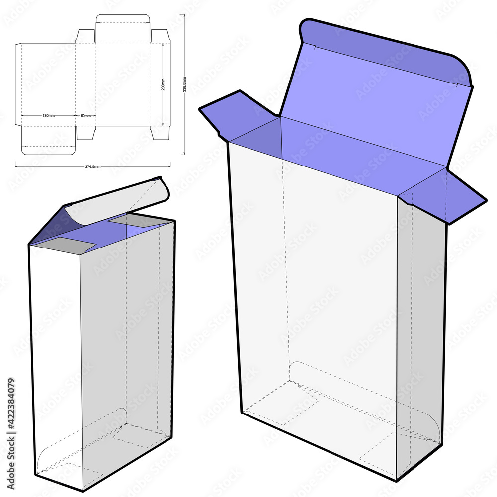 Simple Packaging Folding Box (Internal measurement 13x5x20cm) and Die ...