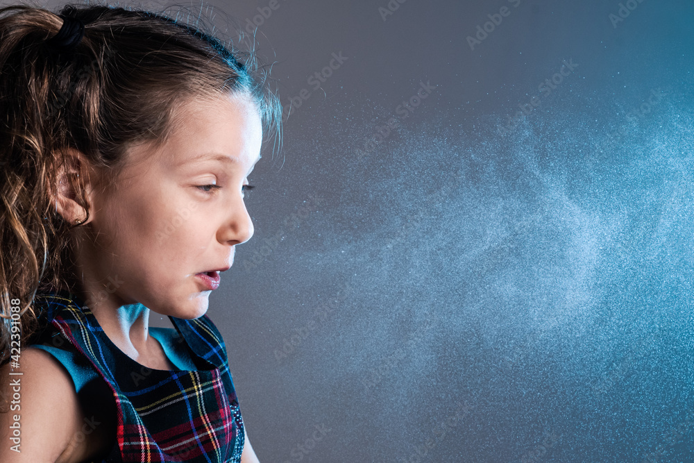 little girl sneezing Stock Photo | Adobe Stock