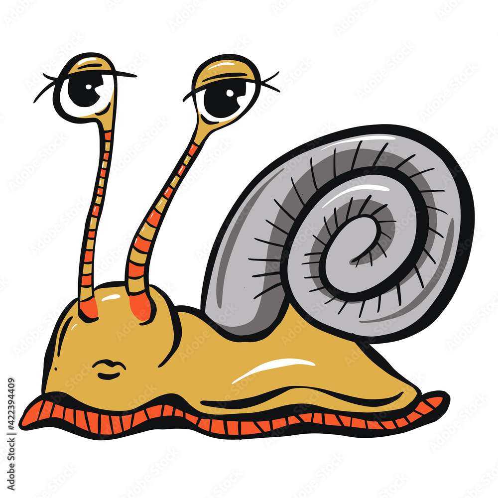 Cartoon Slug Snail Funny Illustration with Eyes Stock Vector | Adobe Stock
