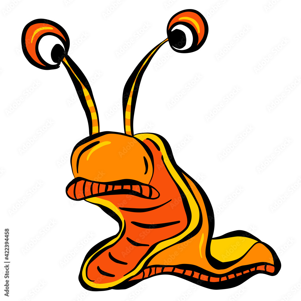 Cartoon Slug Snail Funny Illustration with Eyes Stock Vector | Adobe Stock