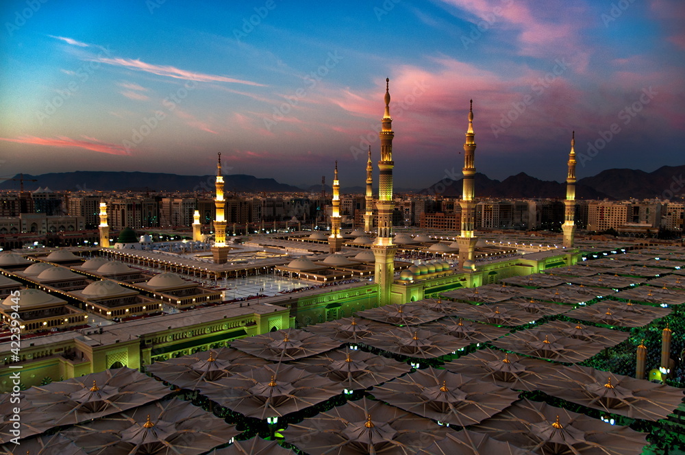 Beautiful shots of Madinah Mosque from top Stock Photo | Adobe Stock