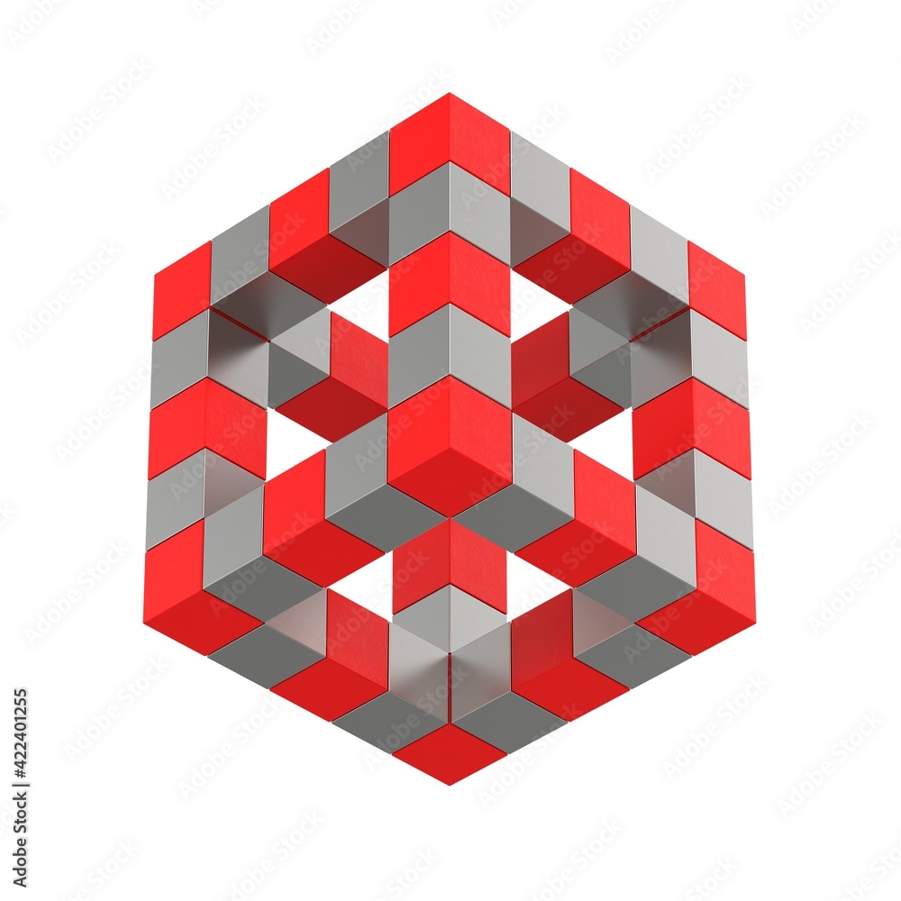 3D cube shape from cubes. Abstract cube construction. Icon. Geometric ...