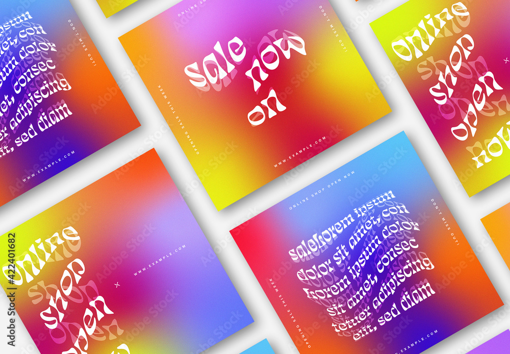 Multicolored Social Media Set Stock Template | Adobe Stock