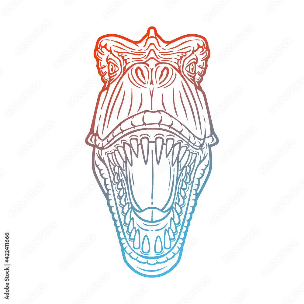 Tyrannosaurus Rex Head Dinosaur Illustration Vector. Velociraptor Face ...