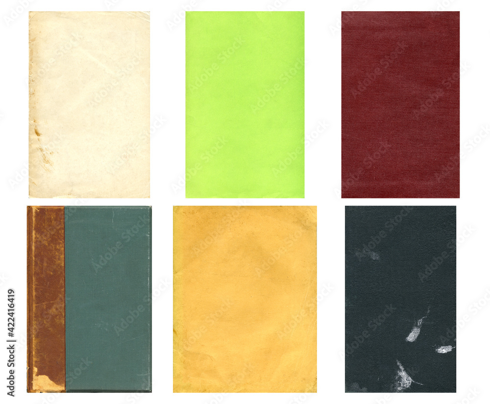 Paper and textile textures set. Blank retro pages and old book covers ...