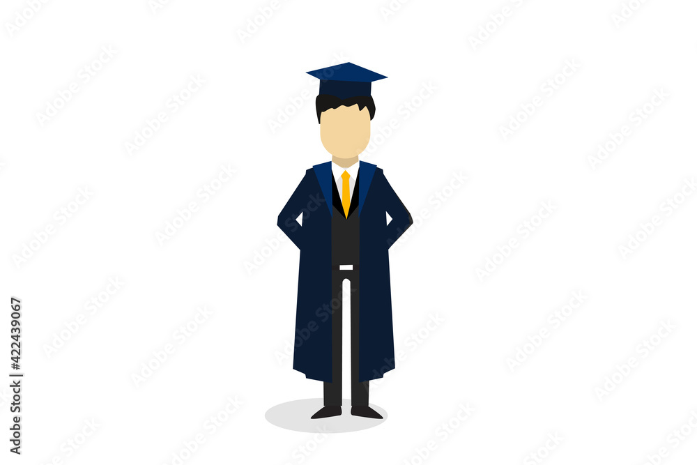 Man university students graduation vector concept cartoon. Stock Vector ...