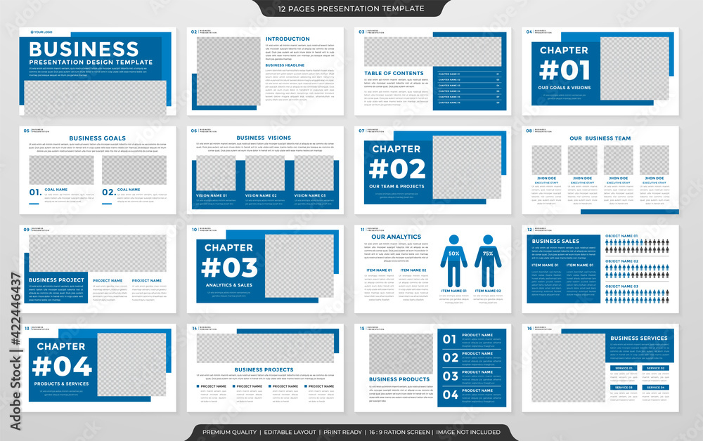 business presentation template design with clean style and modern ...