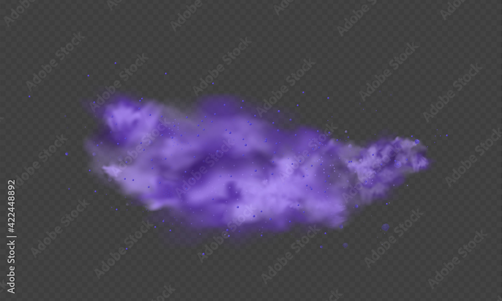Purple dust. Abstract blurry smoke with purple particles. Violet smoke ...