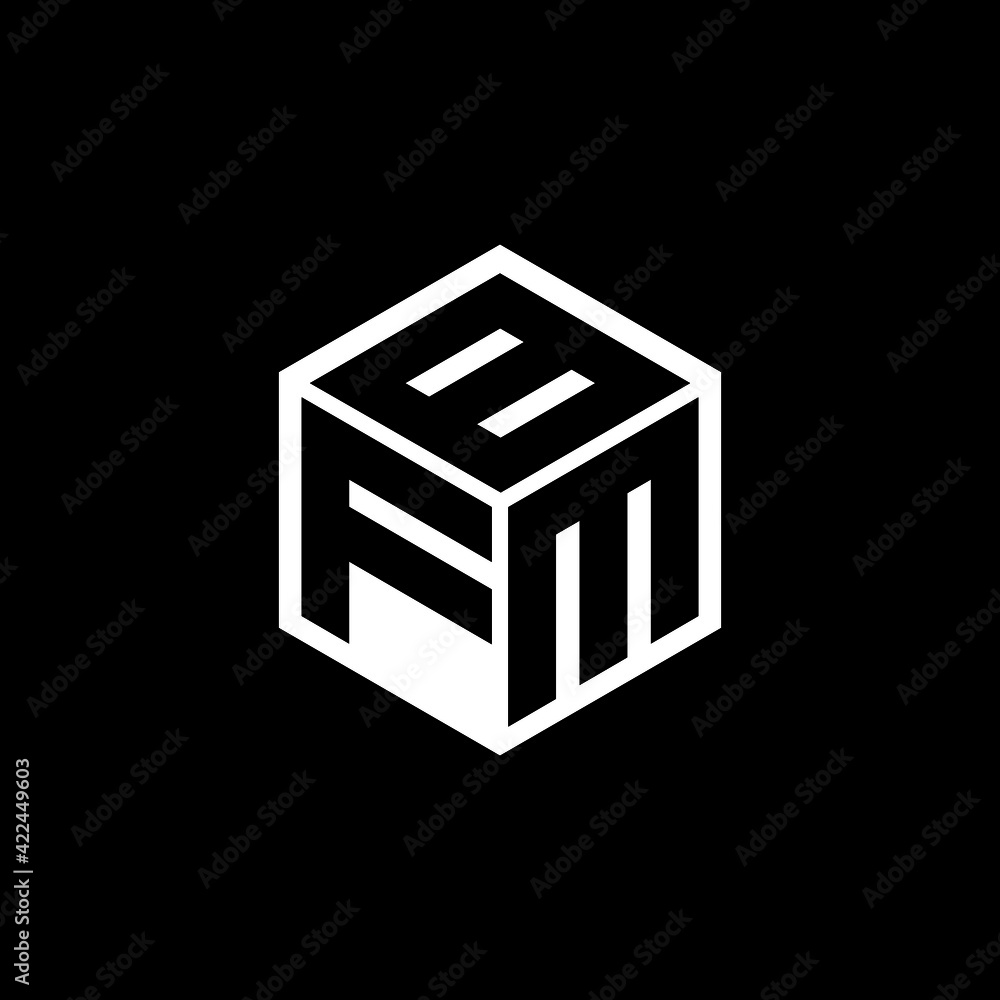 FMB letter logo design with black background in illustrator, cube logo ...