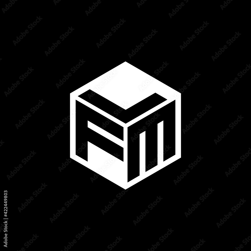FML letter logo design with black background in illustrator, cube logo ...