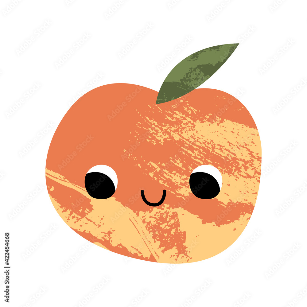 Happy cute apple character with smiling face. Funny kawaii fruit ...