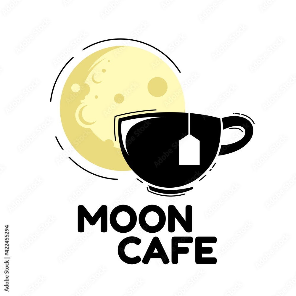 crescent Moon Cafe drink mug logo concept design illustration Stock ...