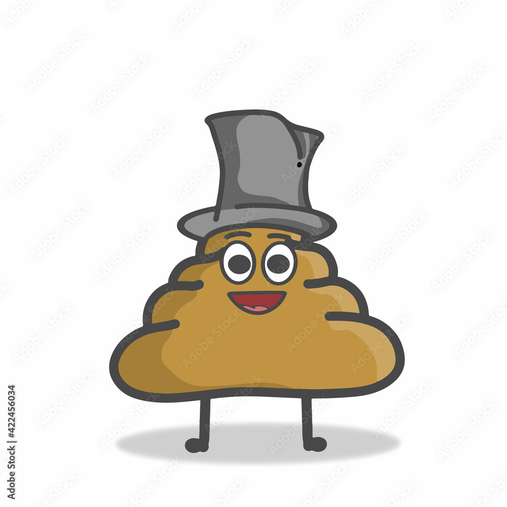 cute poop character flat cartoon vector design template illustration ...