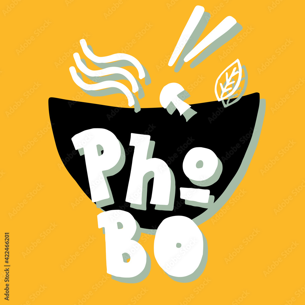Pho bo illustration text. Typography poster for fast food restaurant ...