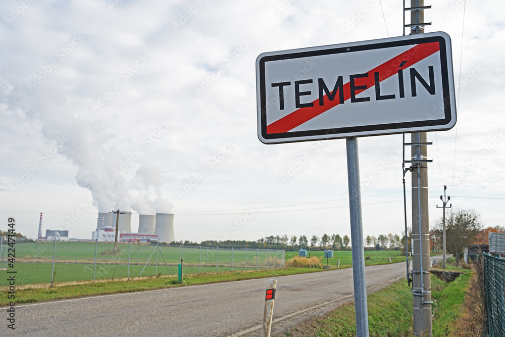 Temelin Nuclear power station plant with two atomic reactors and four ...