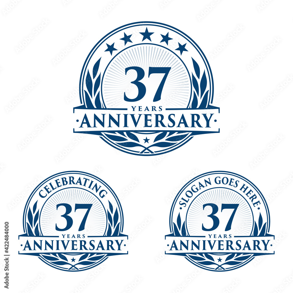 37 years anniversary logo set. 37th years anniversary celebration ...