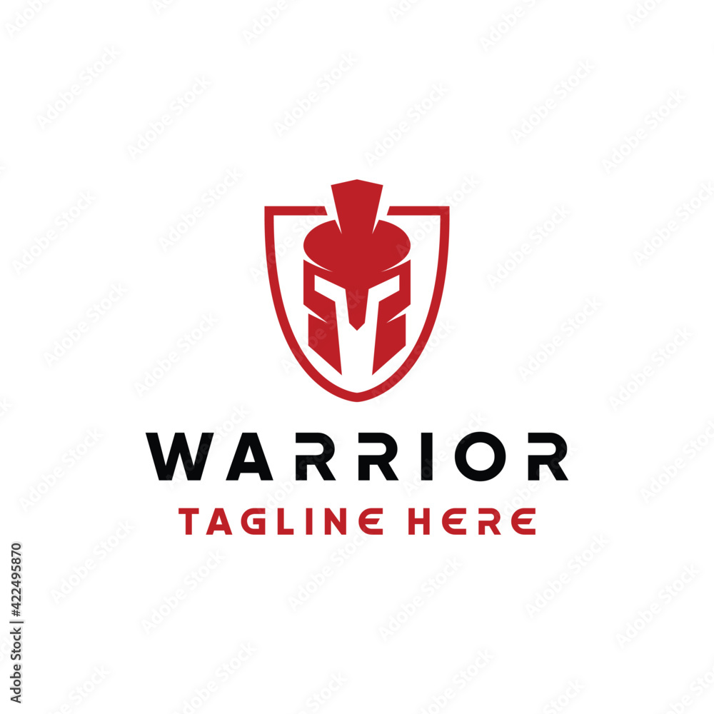 warrior helmet logo design vector with silhouette and modern style for ...