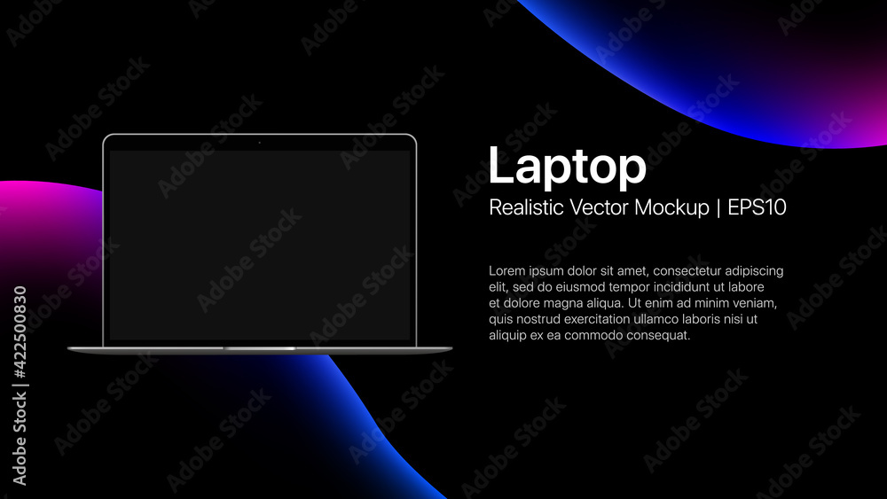 MacBook Presentation slide with Laptop Mockup on liquid bubbles ...