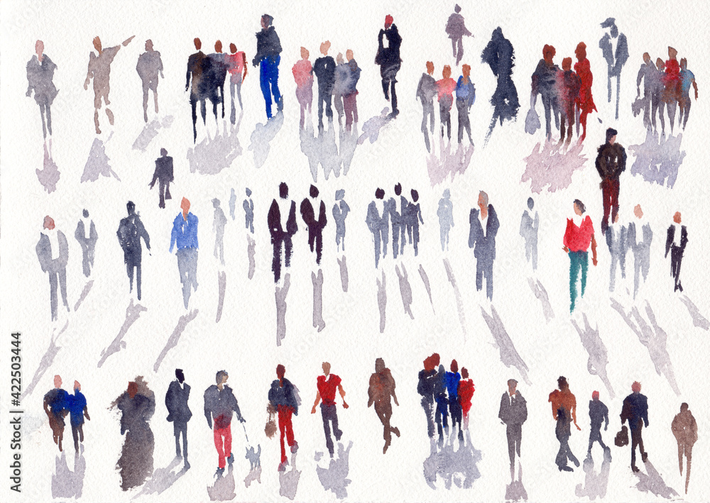 Set of abstract people in watercolor illustration sketch drawing Stock ...