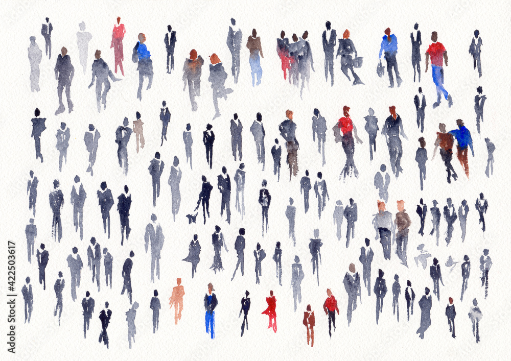 Set of abstract people in watercolor illustration sketch drawing Stock ...