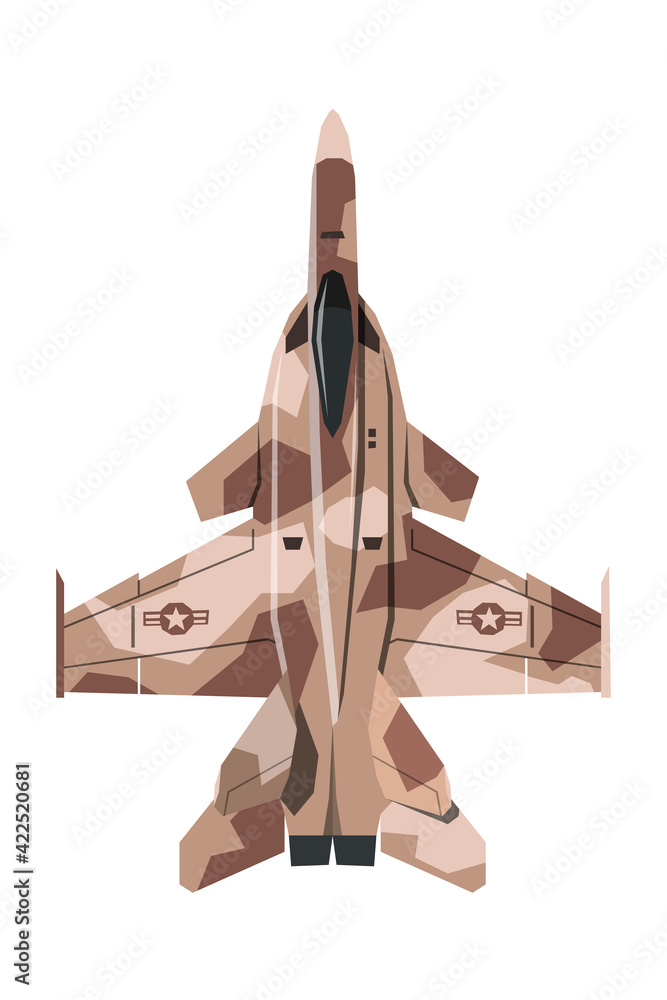 Nursery military airplane drawing. Army plane in cartoon style ...