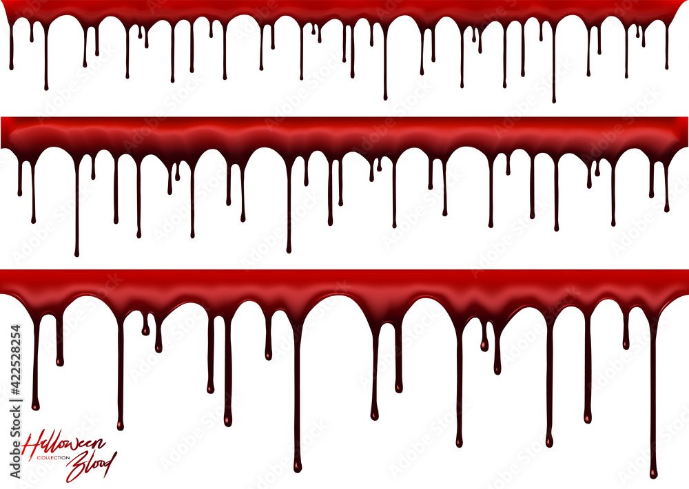 Blood collection, Happy Halloween decoration, Vector bloody horror drop ...