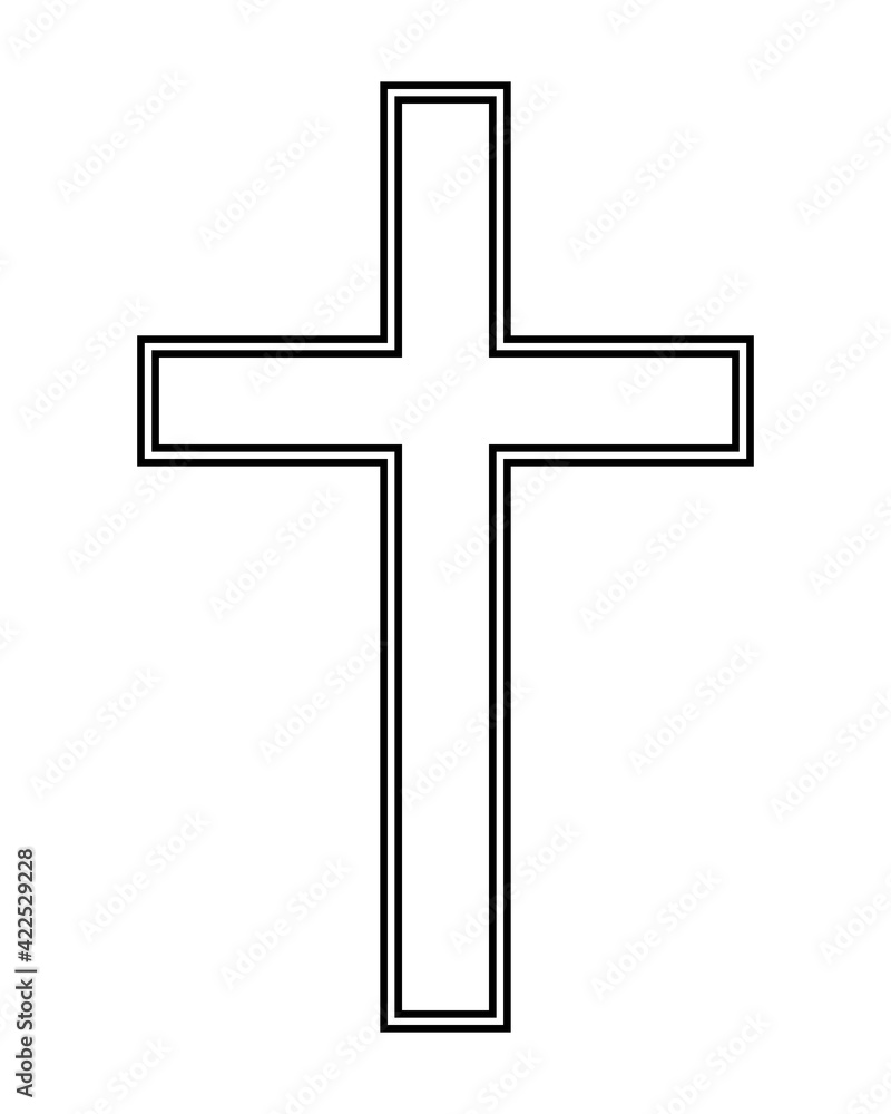 Christian cross outline icon. Crucifix vector illustration isolated on ...