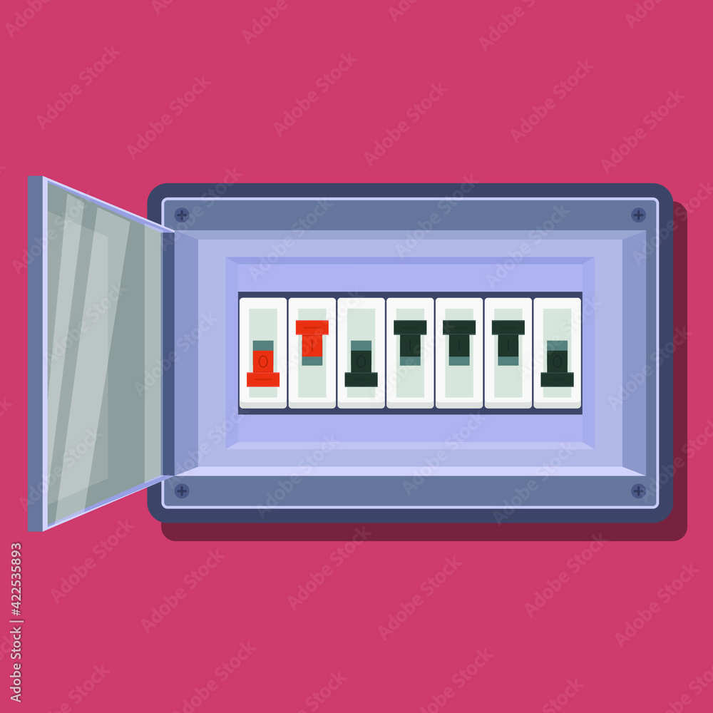 Fuse box. Electrical power switch panel Stock Vector | Adobe Stock