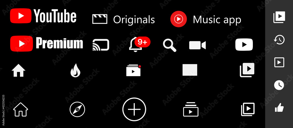 Youtube Elements Set for Video Blog Design. Youtube Icons. Subscribe ...