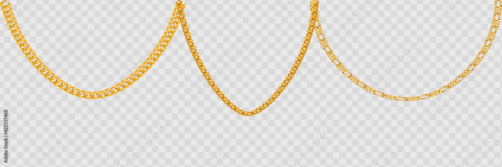 Gold chain isolated. Vector necklace on white background Stock Vector ...