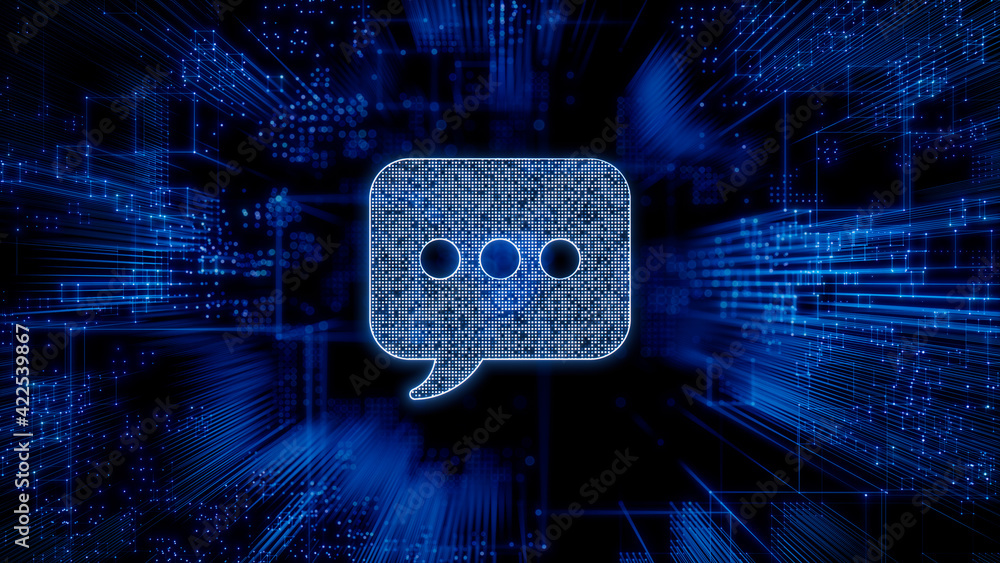 Text Technology Concept with sms symbol against a Futuristic, Blue ...