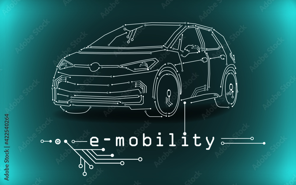e-mobility by an e-car Stock Vector | Adobe Stock